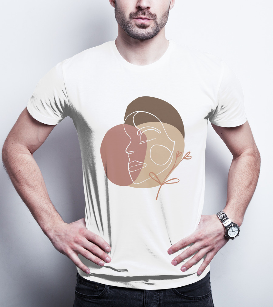 Line Art Woman Face Beauty Minimalist Abstract Linear Profile T-Shirt