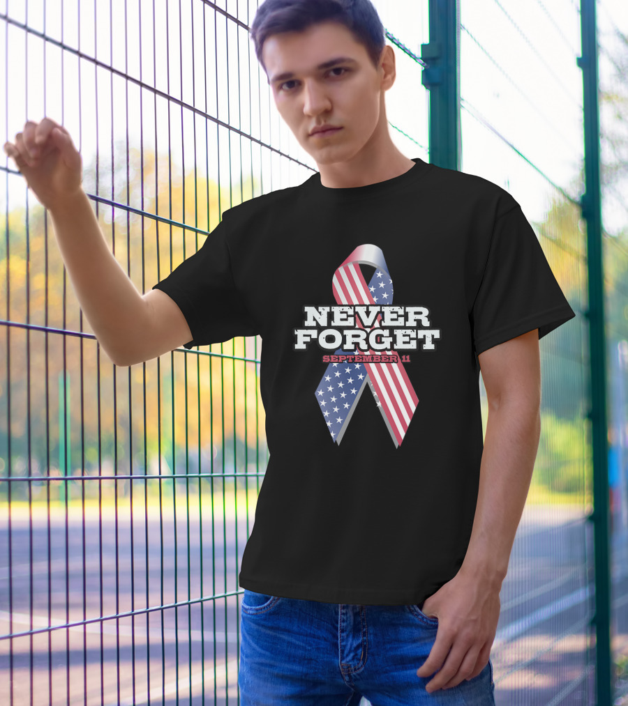 Never Forget September 11 USA Flag T-Shirt