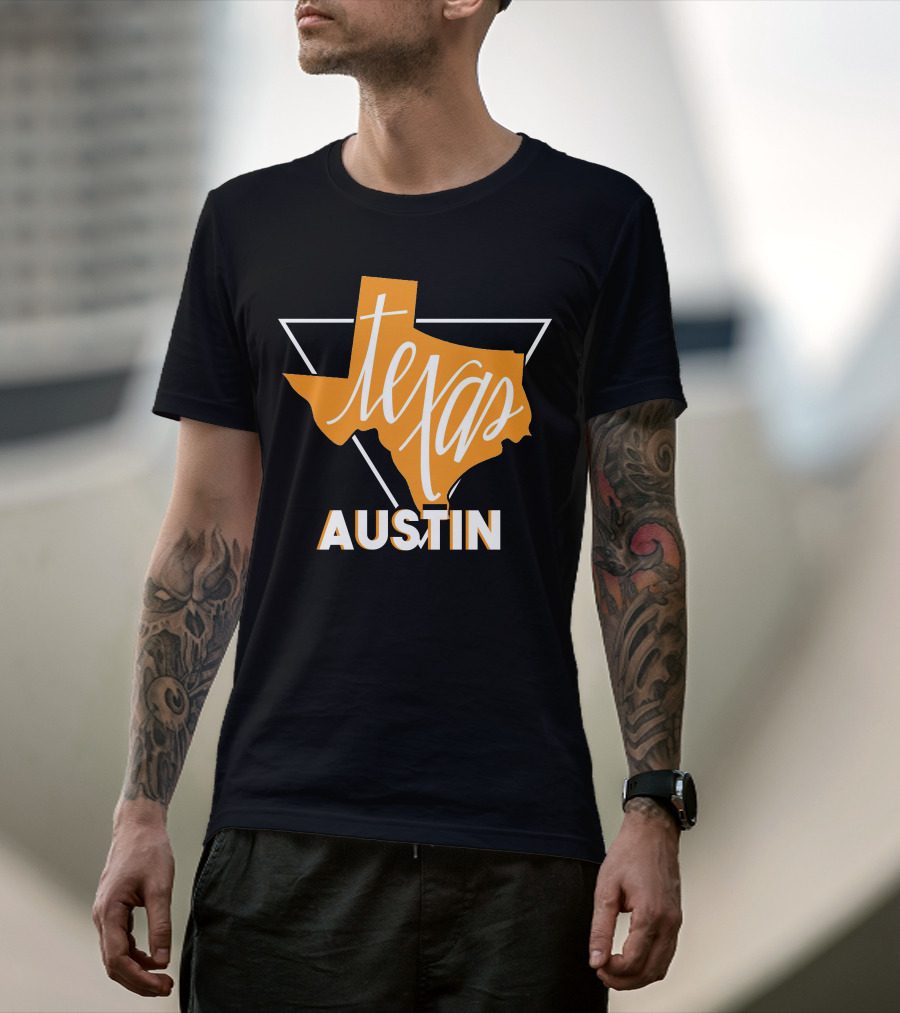 Texas Map Austin Vintage Triangle T-Shirt