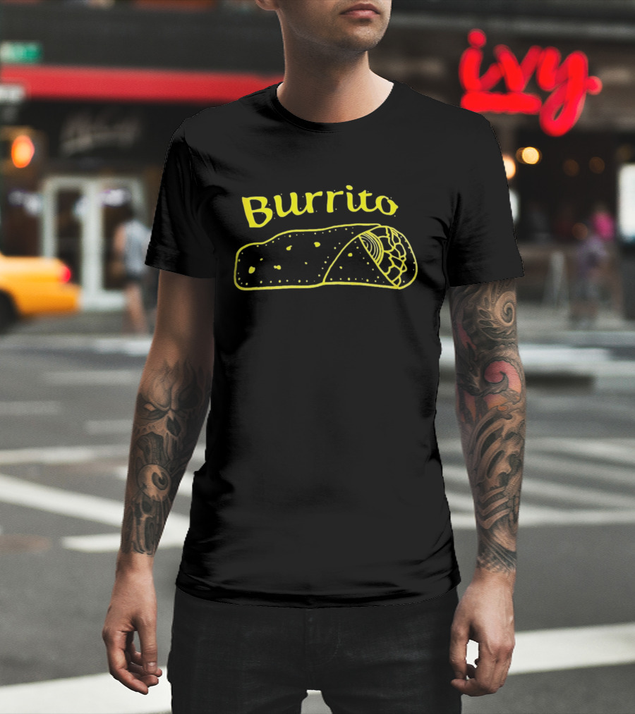Burrito Sketch Yellow Food T-Shirt