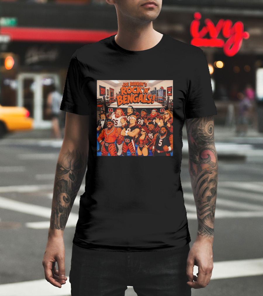 Joe Burrow's Rock 'N' Bengals Who Dey Cincinnati Bengals Born And Raised T-Shirt
