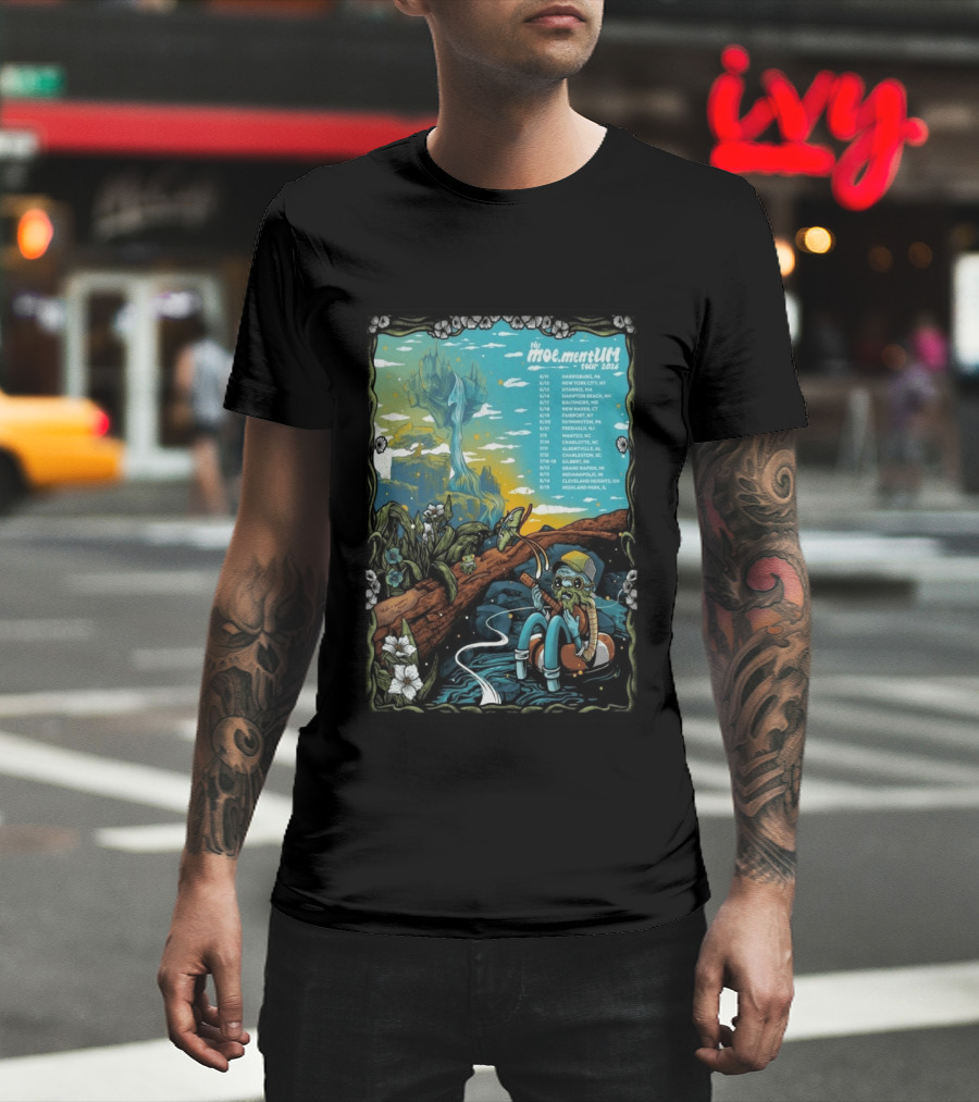 Moe.mentum Tour 2026 Dates With Surreal Nature Imagery And Character In Chill Scene T-Shirt
