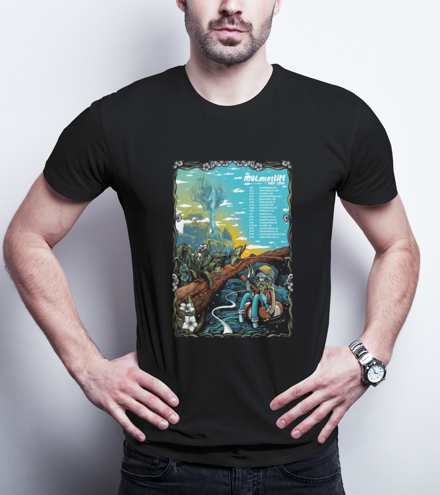 Moe.mentum Tour 2026 Dates With Surreal Nature Imagery And Character In Chill Scene T-Shirt