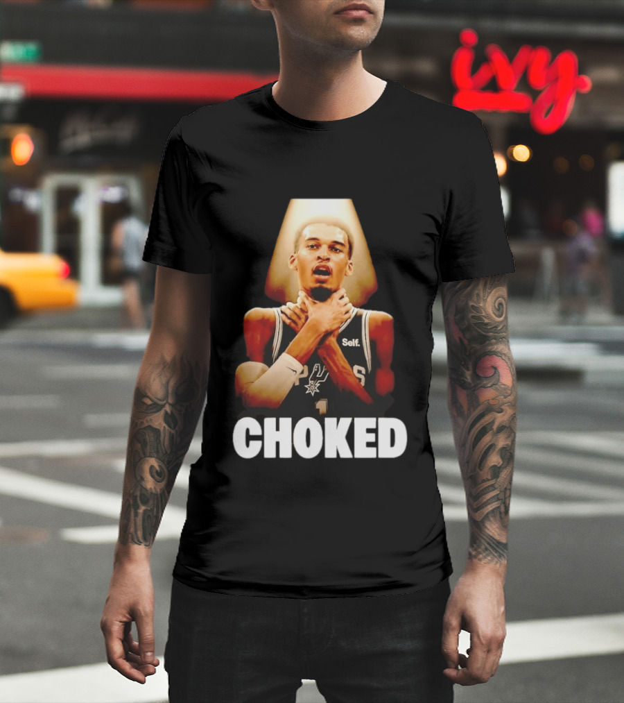 San Antonio Spurs Victor Wembanyama Choked Basketball Meme T-Shirt