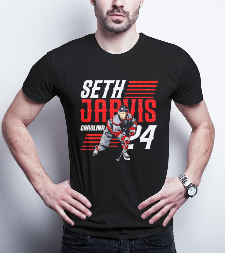 Seth Jarvis 24 Carolina Hurricanes Hockey Player T-Shirt