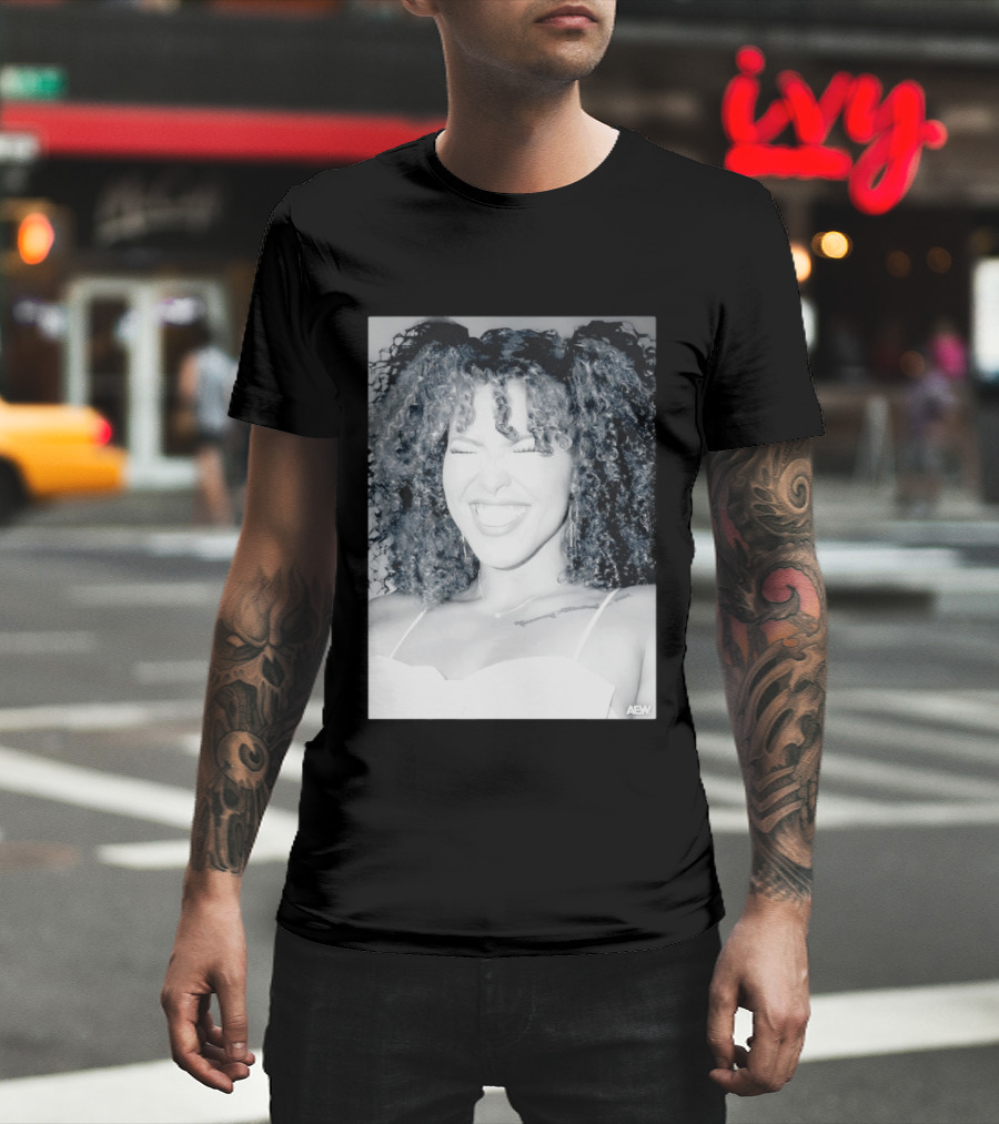 AEW Willow Nightingale Smile Black And White T-Shirt