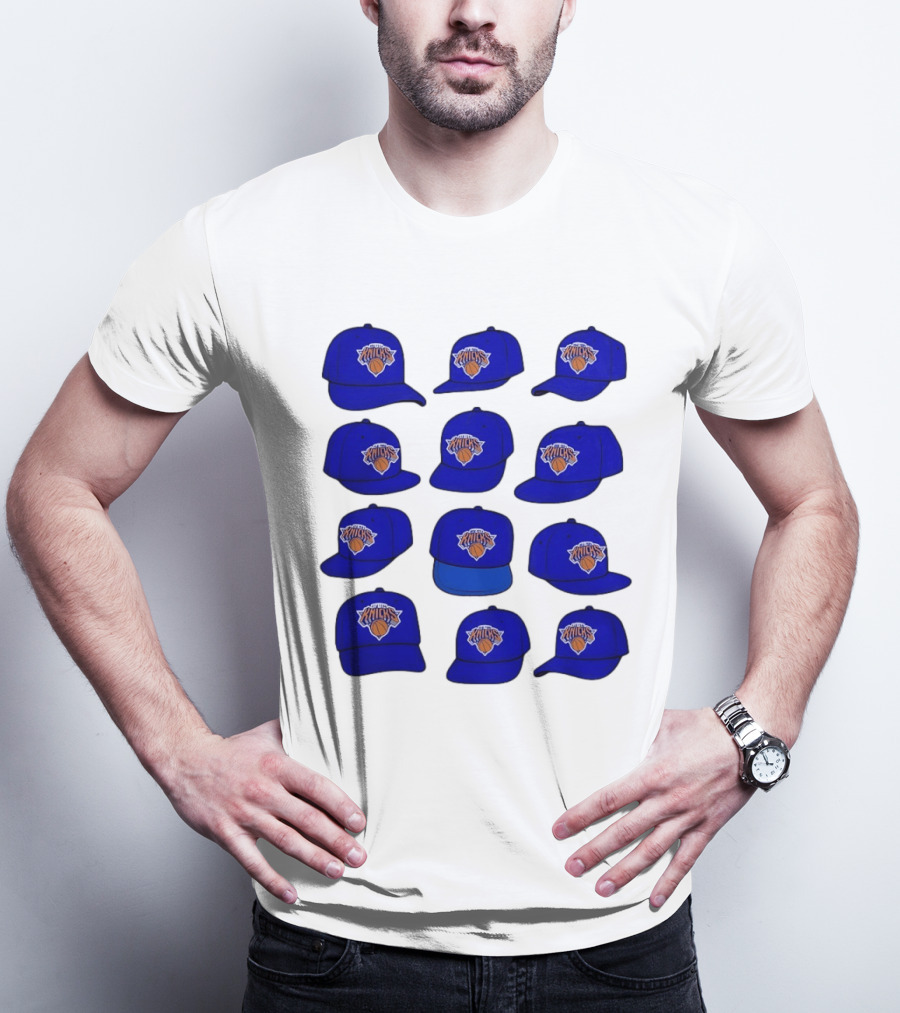 New York Knicks Blue Caps Collection With Iconic Basketball Team T-Shirt