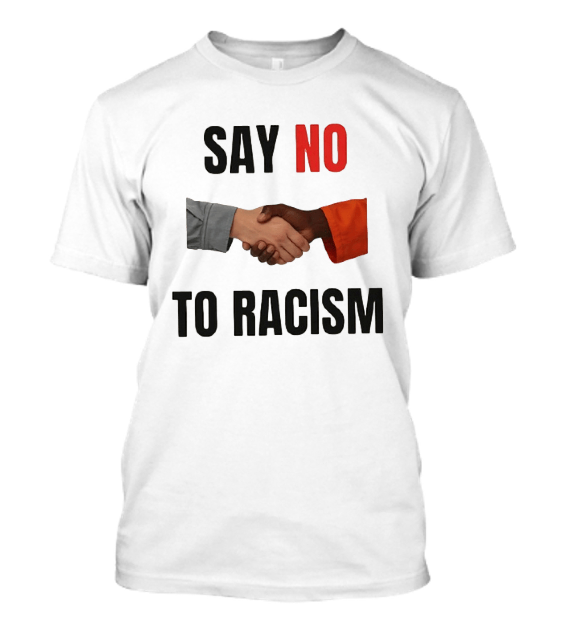 Say No To Racism Black White Handshake Solidarity T-Shirt