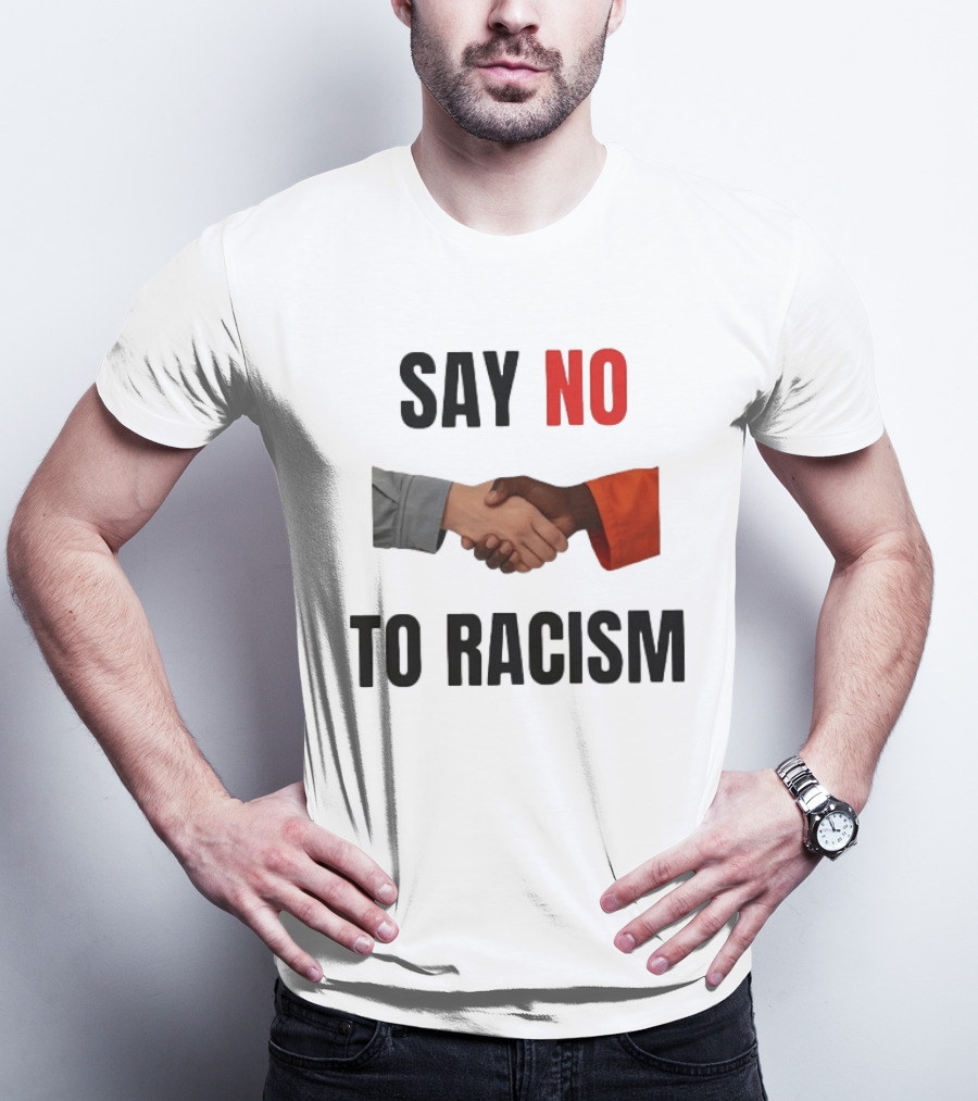 Say No To Racism Black White Handshake Solidarity T-Shirt