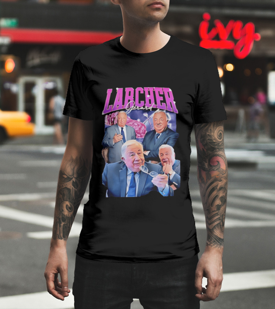 Larcher Gérard 90s Bootleg Style Retro Collage T-Shirt