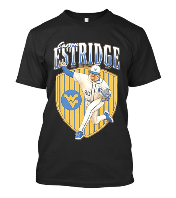 West Virginia Carson Estridge Baseball Running Pose T-Shirt