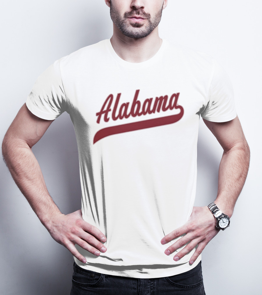 Alabama Baseball Cursive Style Lettering T-Shirt