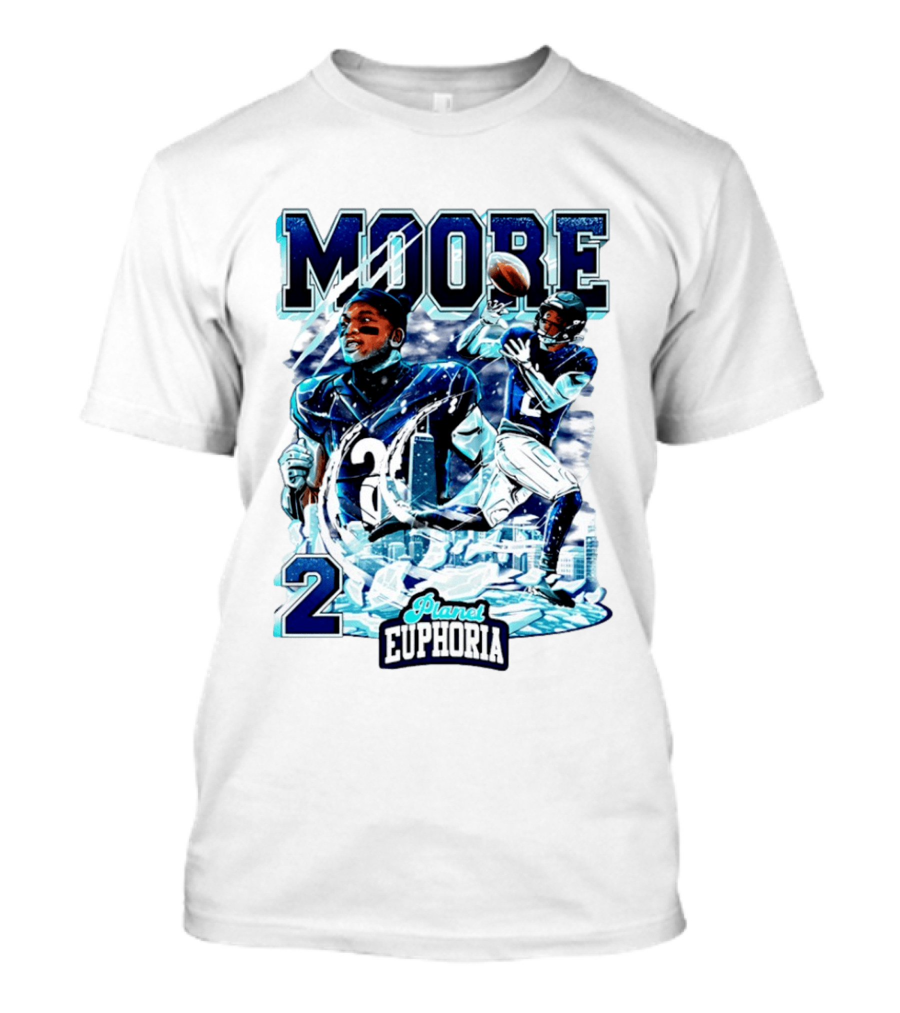 DJ Moore Chicago Bears Planet Euphoria Iceman Player Collage T-Shirt