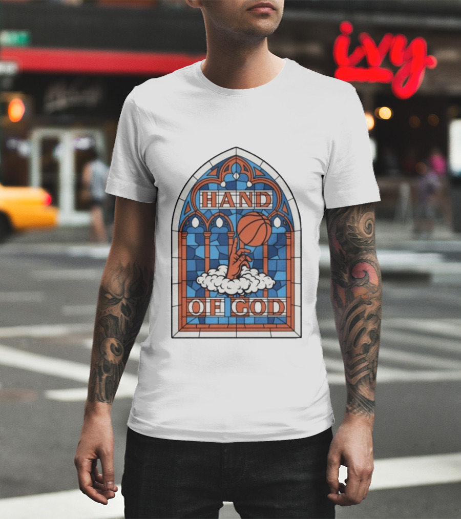 OG Anunoby Knicks Hand Of God Basketball Stained Glass Hero T-Shirt