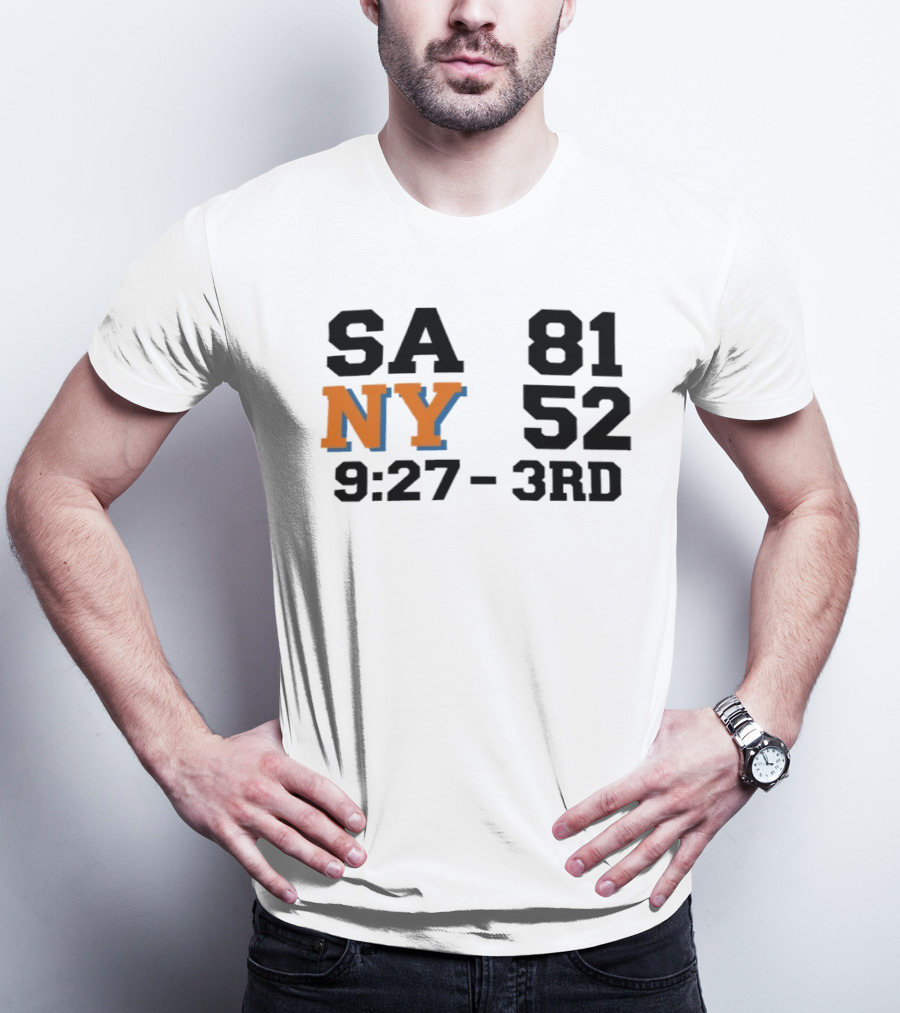 SA 81 NY 52 9:27 3rd Quarter Scoreboard T-Shirt