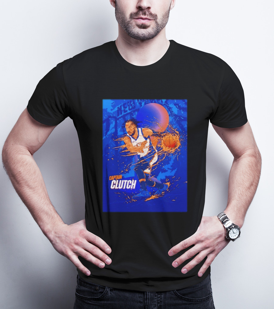 New York Knicks Captain Clutch Jalen Brunson Basketball Flames 2026 T-Shirt