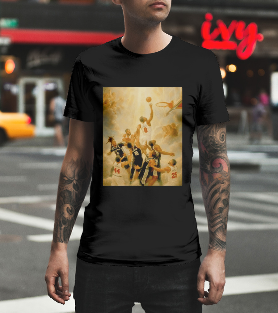 OG Anunoby Dunking New York Knicks Vs San Antonio Spurs High Renaissance Basketball Duel T-Shirt