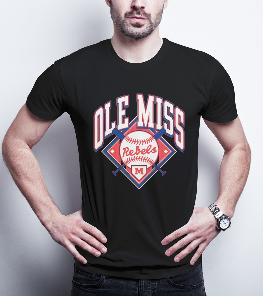 Ole Miss Rebels Baseball 2026 Team Merchandise Featuring Classic Logo And Red Baseball T-Shirt