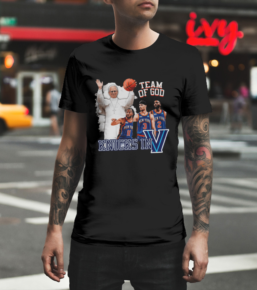 Team Of God Pope Leo XIV Knicks In Five Basketball Fun T-Shirt