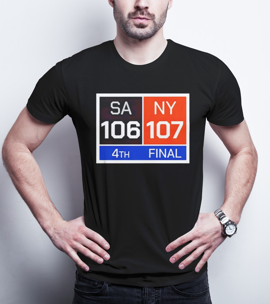 San Antonio Spurs 106 107 New York Knicks NBA 4th Final Scoreboard T-Shirt
