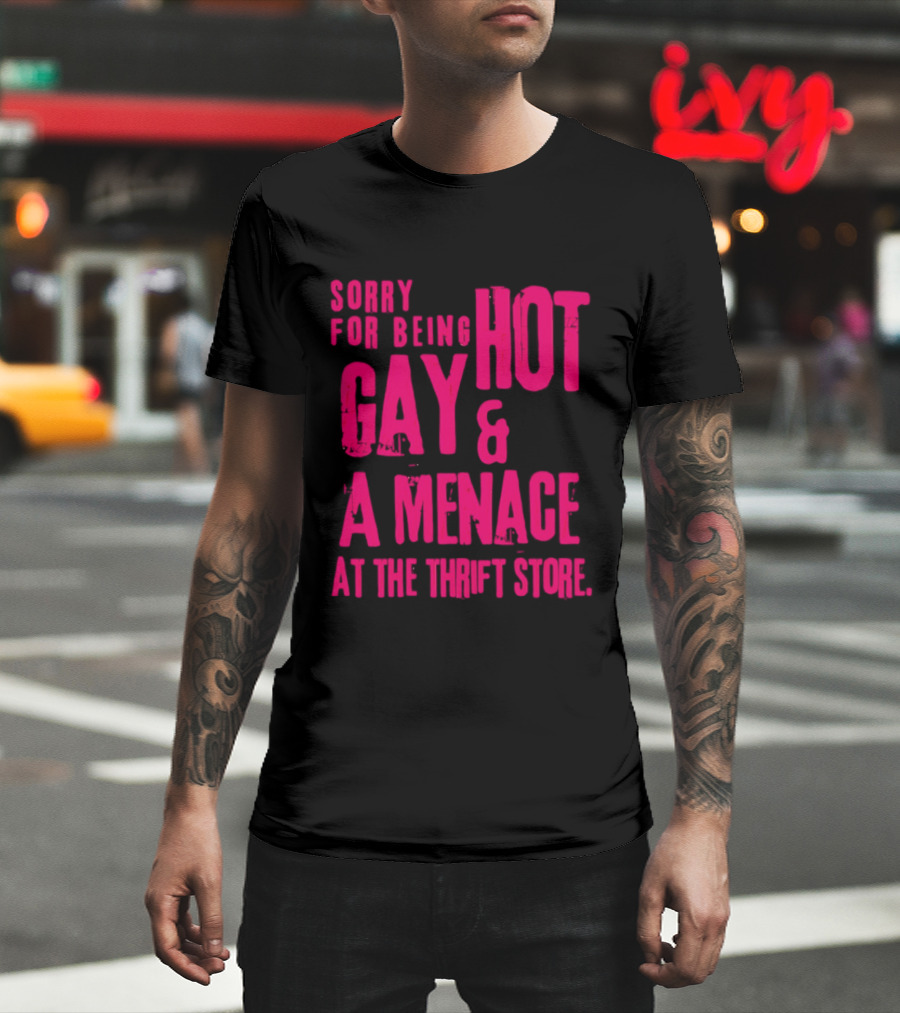 Sorry For Being Hot Gay And A Menace At The Thrift Store T-Shirt