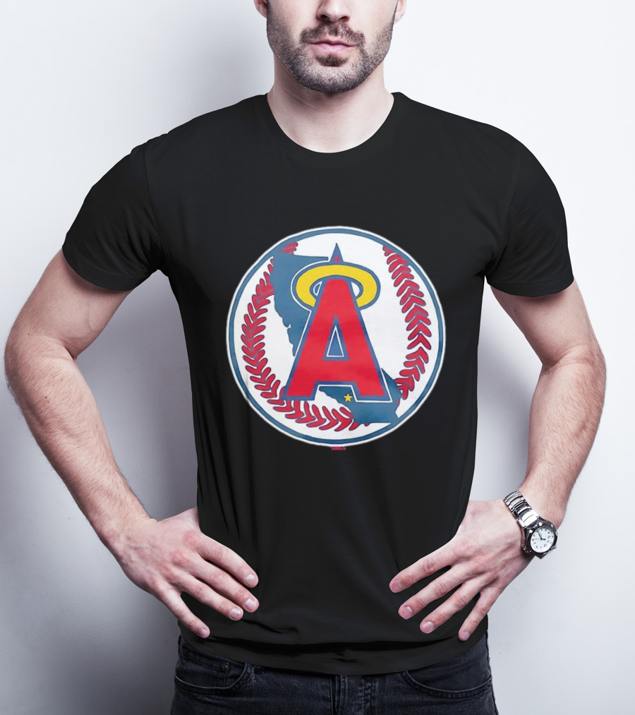 Los Angeles Angels Classic Halo A Baseball Emblem California Map T-Shirt