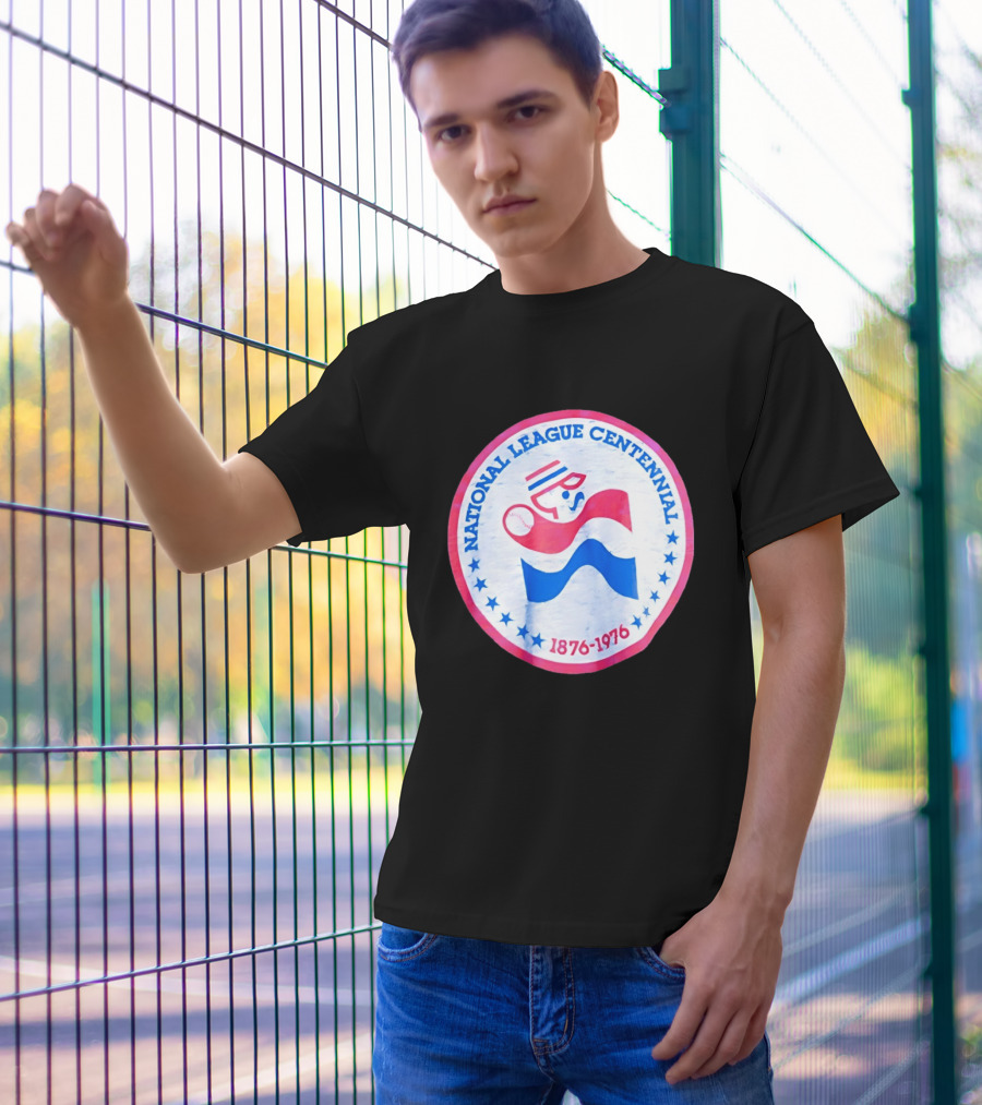 National League Centennial 1876 1976 Baseball Anniversary Retro MLB Bold Blue Red T-Shirt