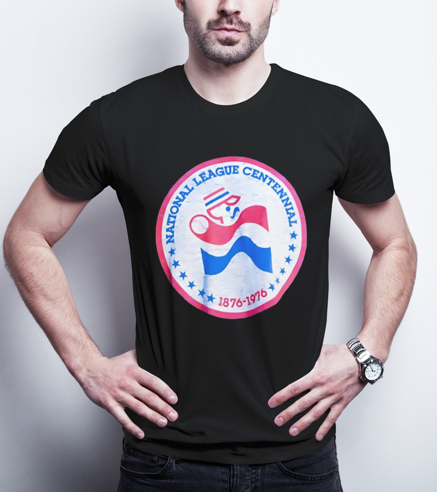 National League Centennial 1876 1976 Baseball Anniversary Retro MLB Bold Blue Red T-Shirt