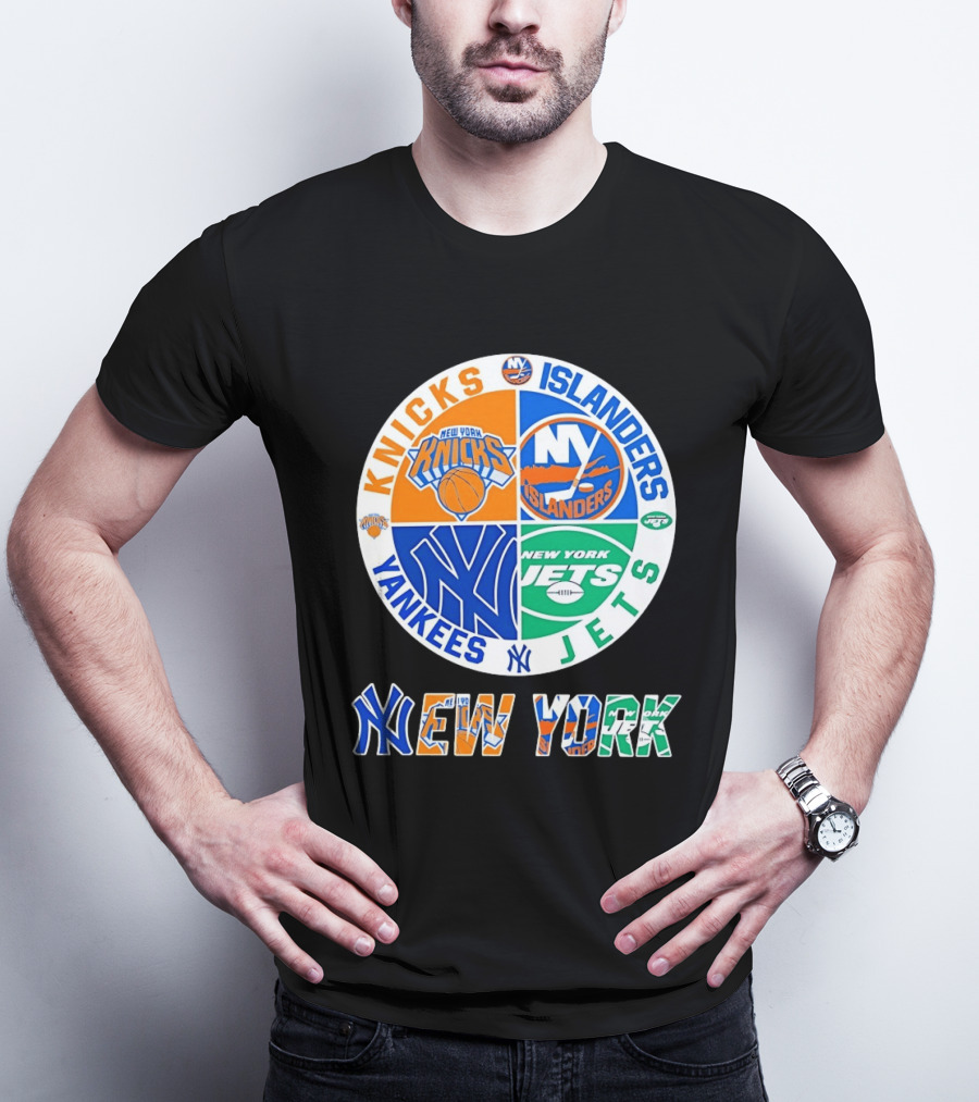 Knicks Islanders Yankees Jets New York Sports Teams Quadrant T-Shirt
