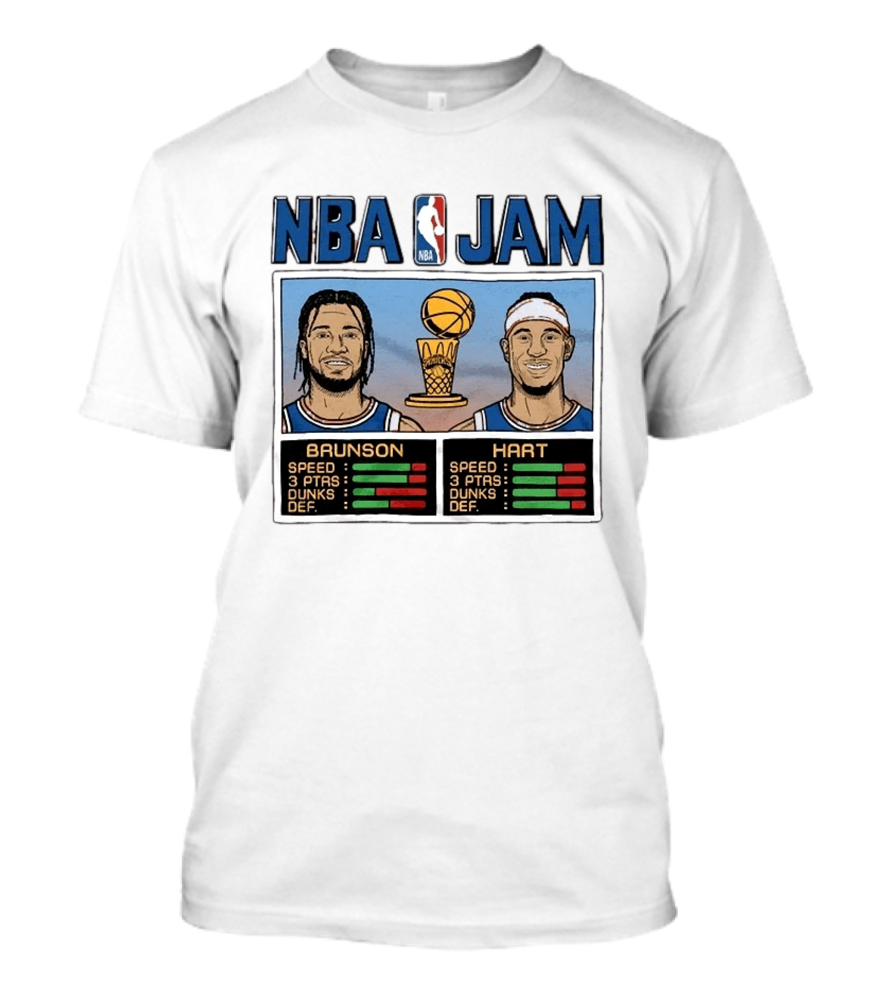 NBA Jam New York Knicks 2026 Champs Brunson Hart Stats T-Shirt