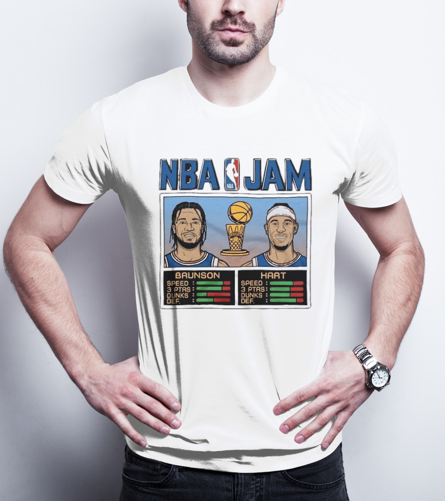 NBA Jam New York Knicks 2026 Champs Brunson Hart Stats T-Shirt