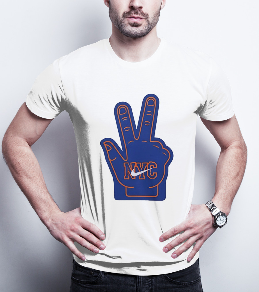 NYC Foam Finger Peace Sign New York Knicks Basketball T-Shirt