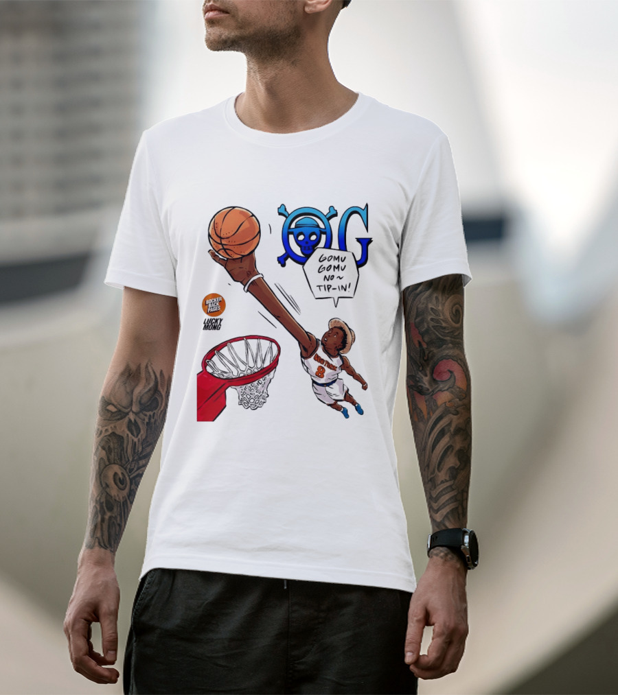 OG Anunoby X One Piece Luffy New York Knicks 2026 Gomu Gomu No Tip In Comic T-Shirt