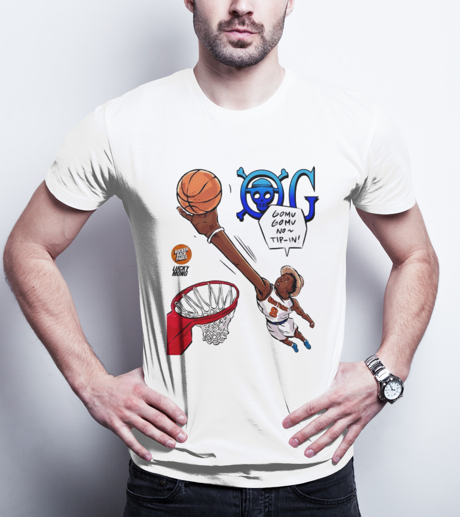 OG Anunoby X One Piece Luffy New York Knicks 2026 Gomu Gomu No Tip In Comic T-Shirt