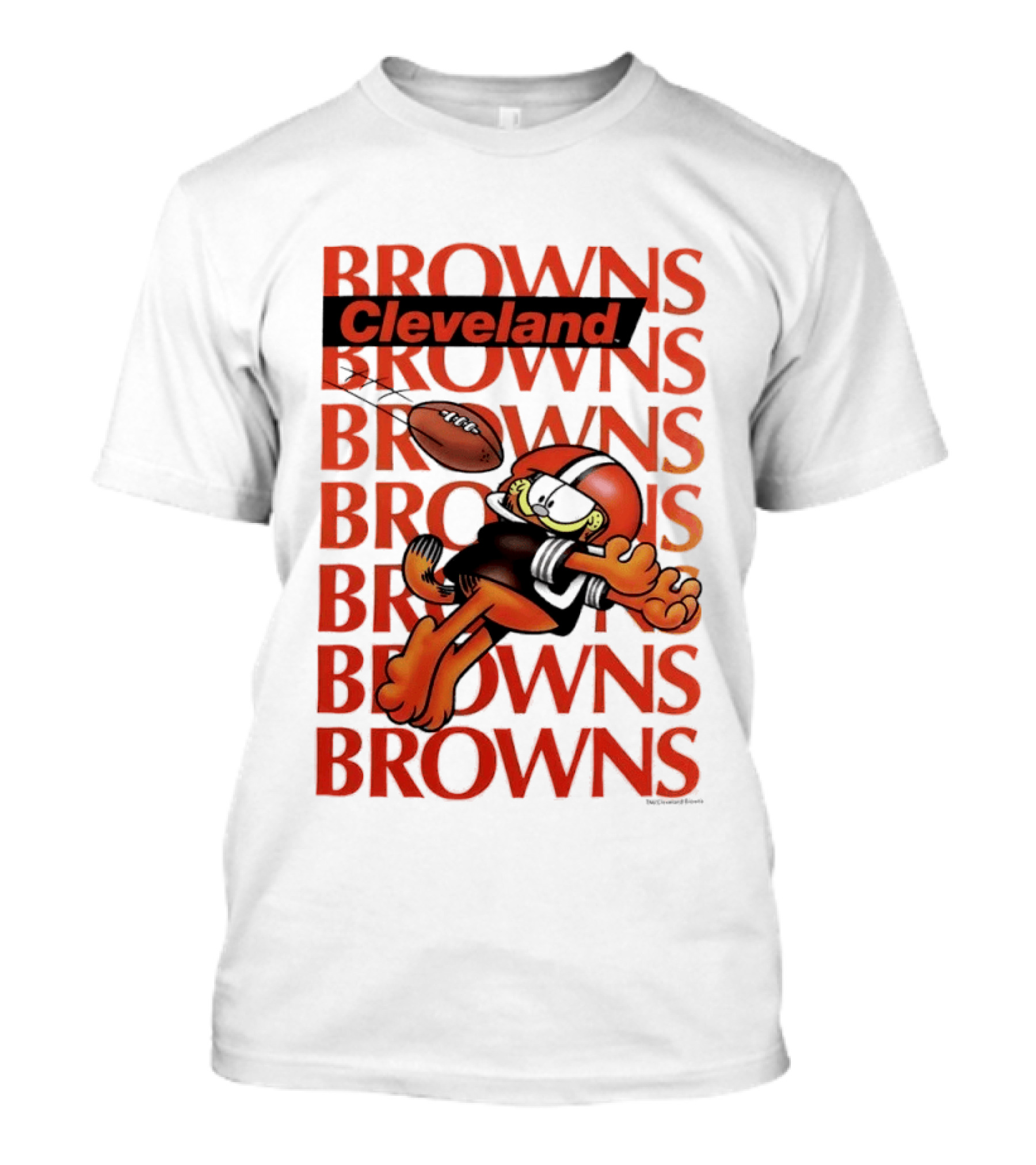 Browns Football Cleveland Orange Cat Kicking Touchdown T-Shirt