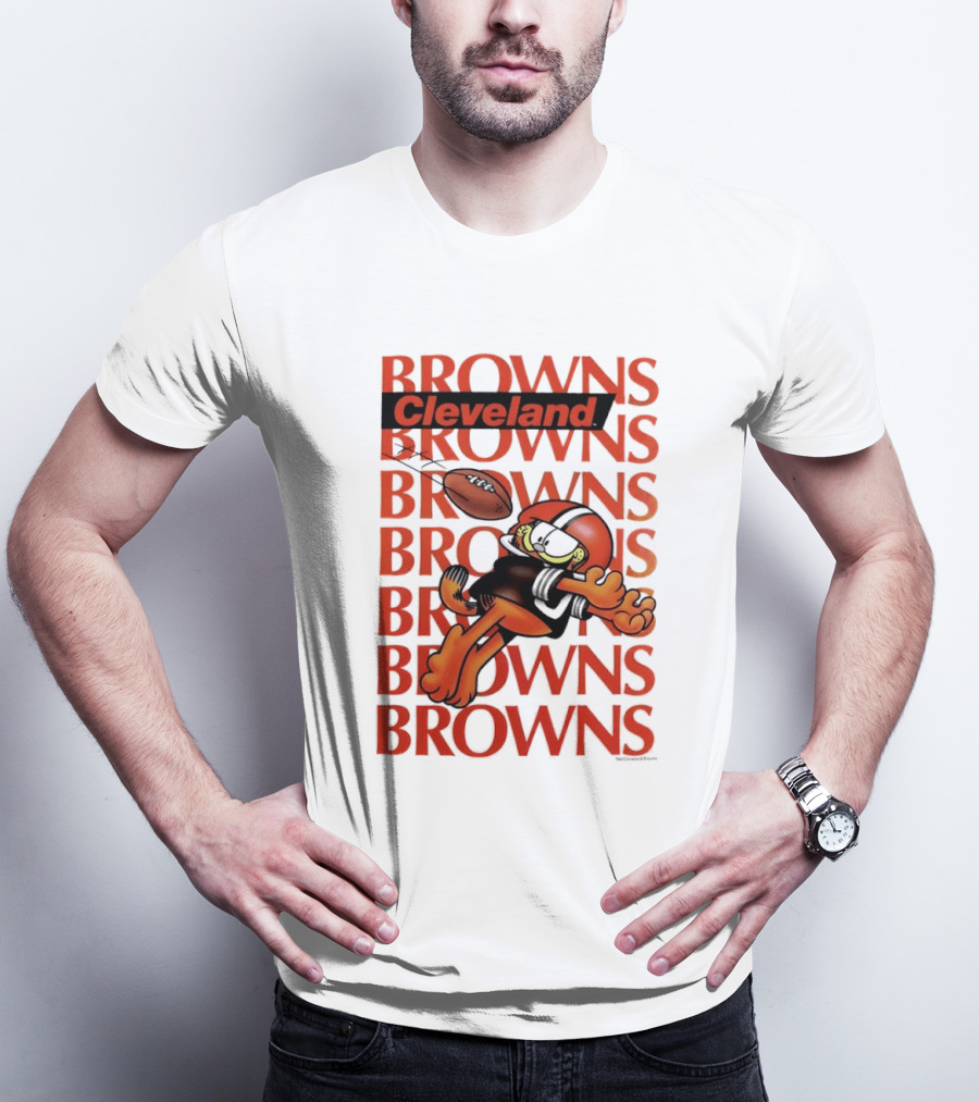 Browns Football Cleveland Orange Cat Kicking Touchdown T-Shirt