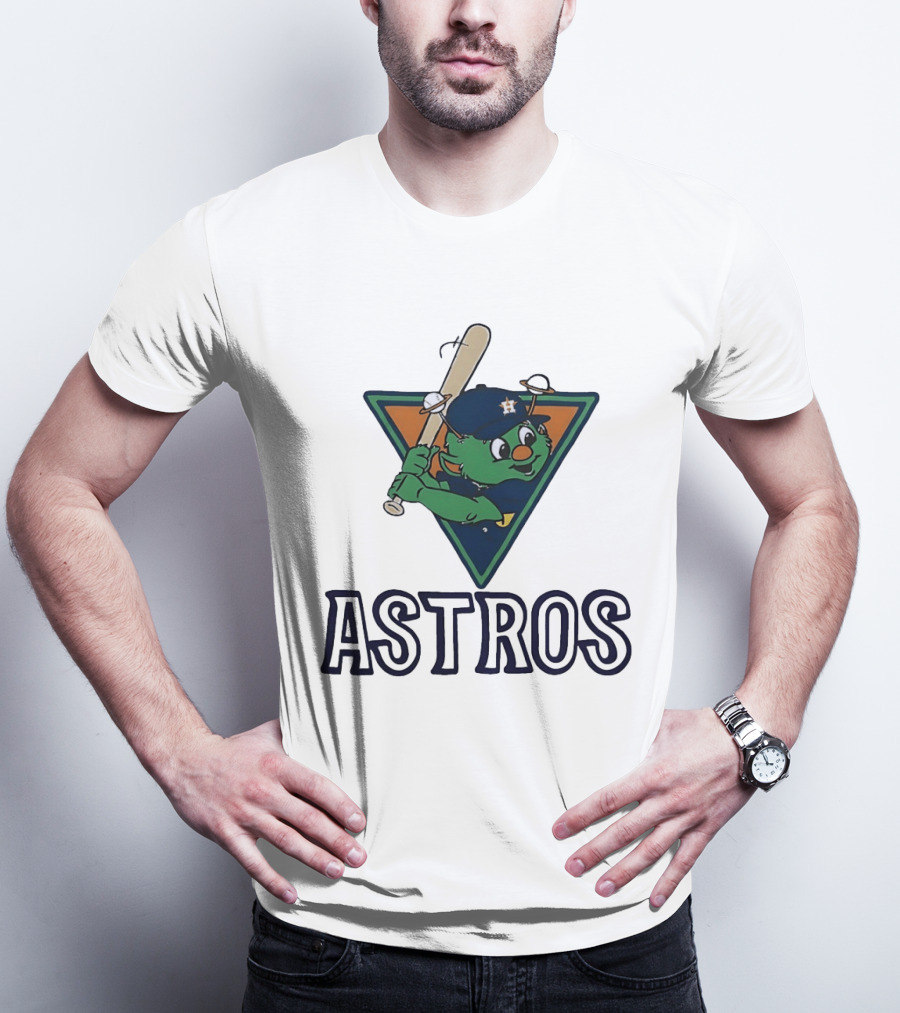 Orbit Houston Astros With Saturn Rings Baseball Bat Triangle T-Shirt