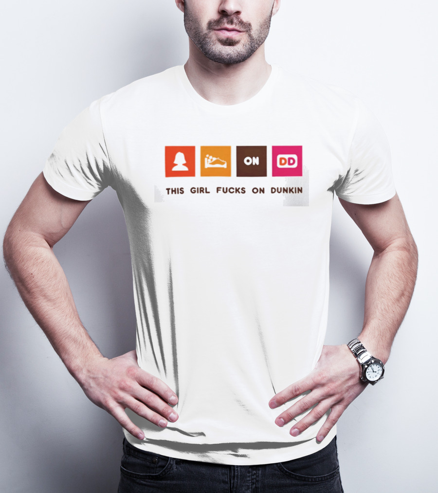 This Girl Fucks On Dunkin Retro Icon Square Blocks T-Shirt