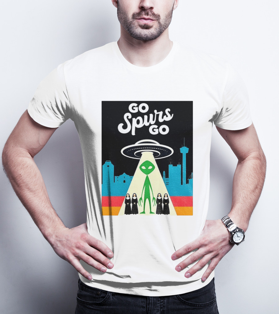 Go Spurs Go Alien UFO San Antonio Puro Pinche Spurs Nuns T-Shirt
