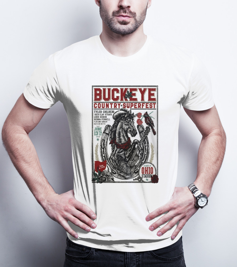 Buckeye Country Superfest June 13 2026 Ohio Stadium Tyler Childers Red Clay Lord Huron Sierra Ferrell Flatland Cavalry Kaitlin Butts T-Shirt