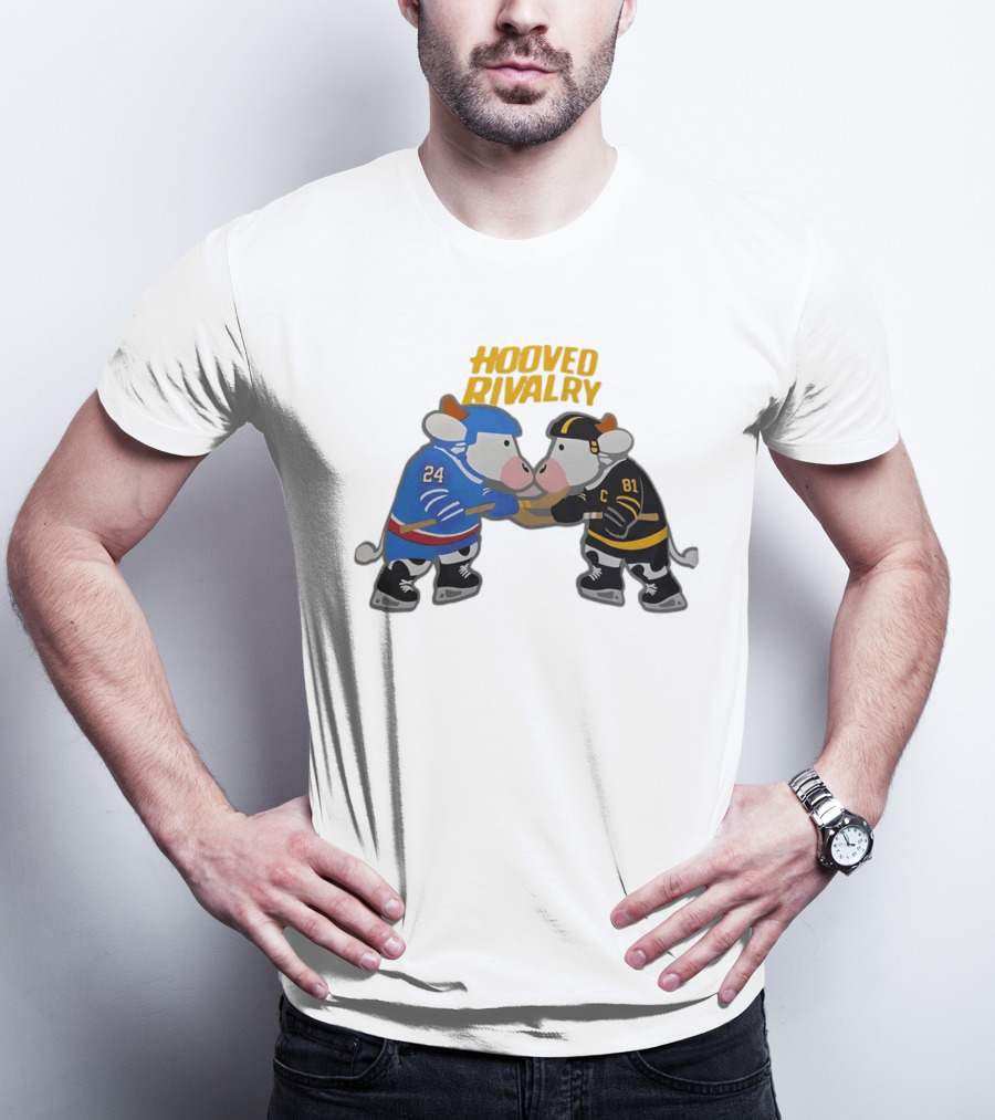 Hooved Rivalry Cow Hockey Players 24 And 81 Faceoff T-Shirt