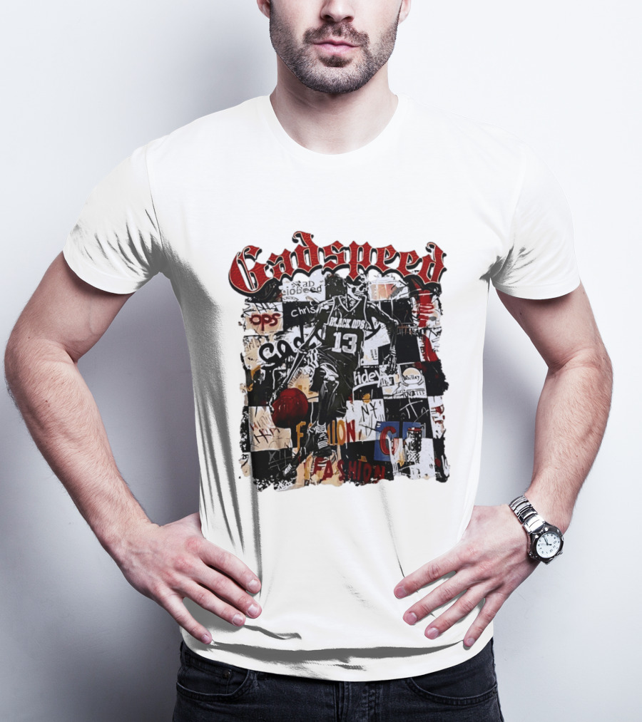 Godspeed Black Ops 13 Basketball Collage Style Urban Fashion T-Shirt