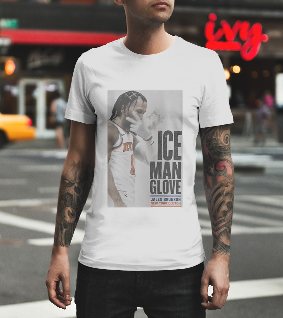Jalen Brunson Ice Man Glove New York Knicks Clutch T-Shirt