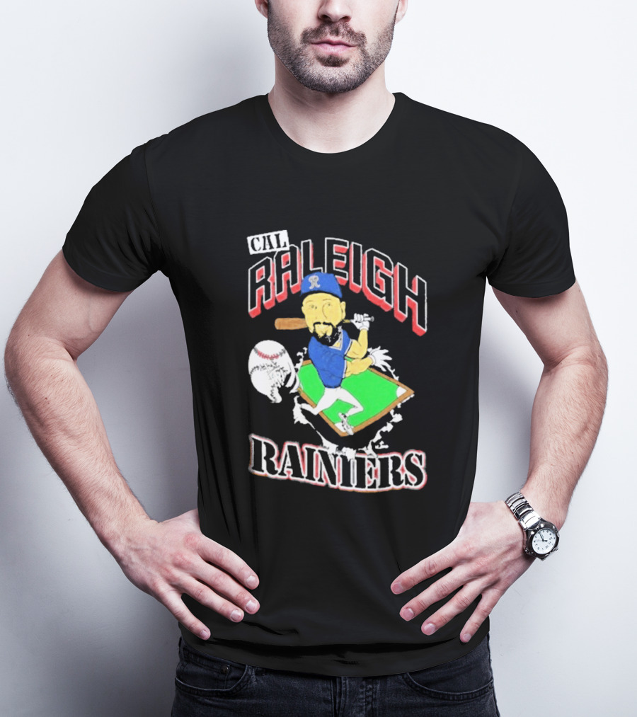 Cal Raleigh Rainiers Baseball Catcher Player Caricature T-Shirt