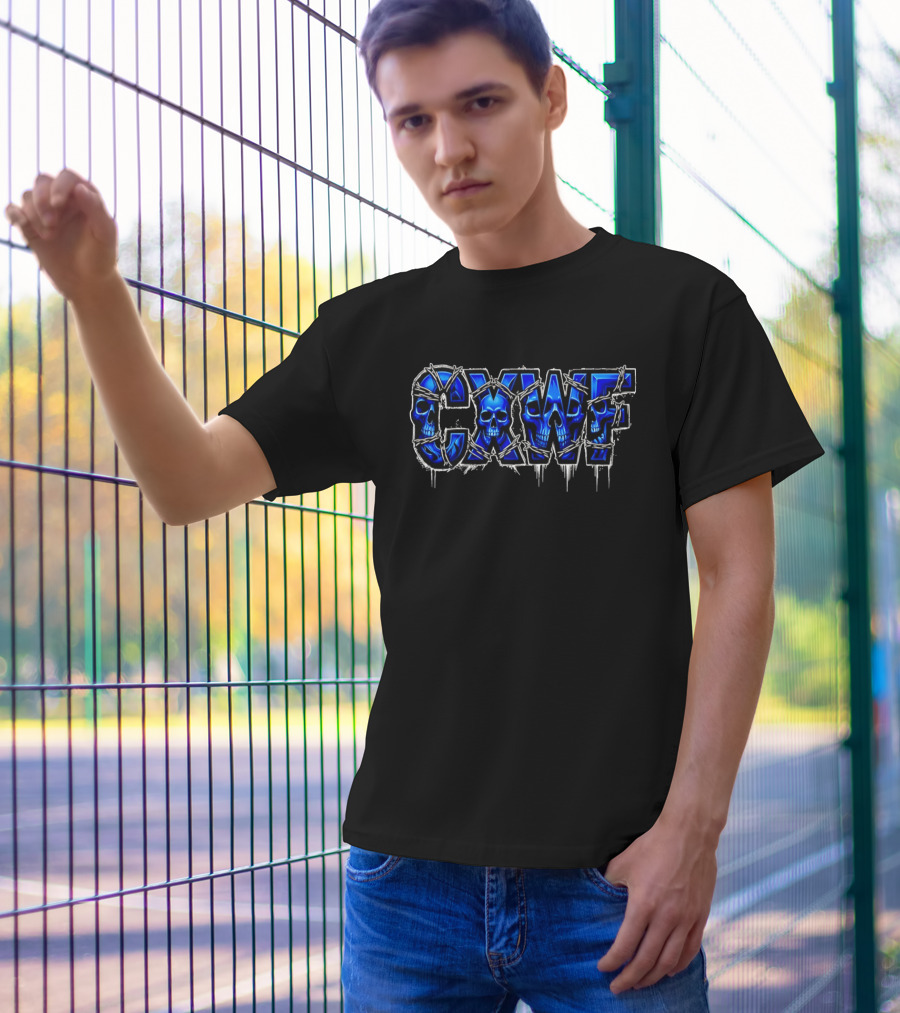 CXWF Blue Skull Barbed Wire T-Shirt