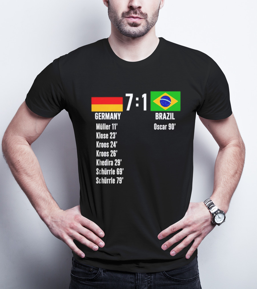 Germany 7 1 Brazil Müller Klose Kroos Khedira Schürrle Oscar Score T-Shirt