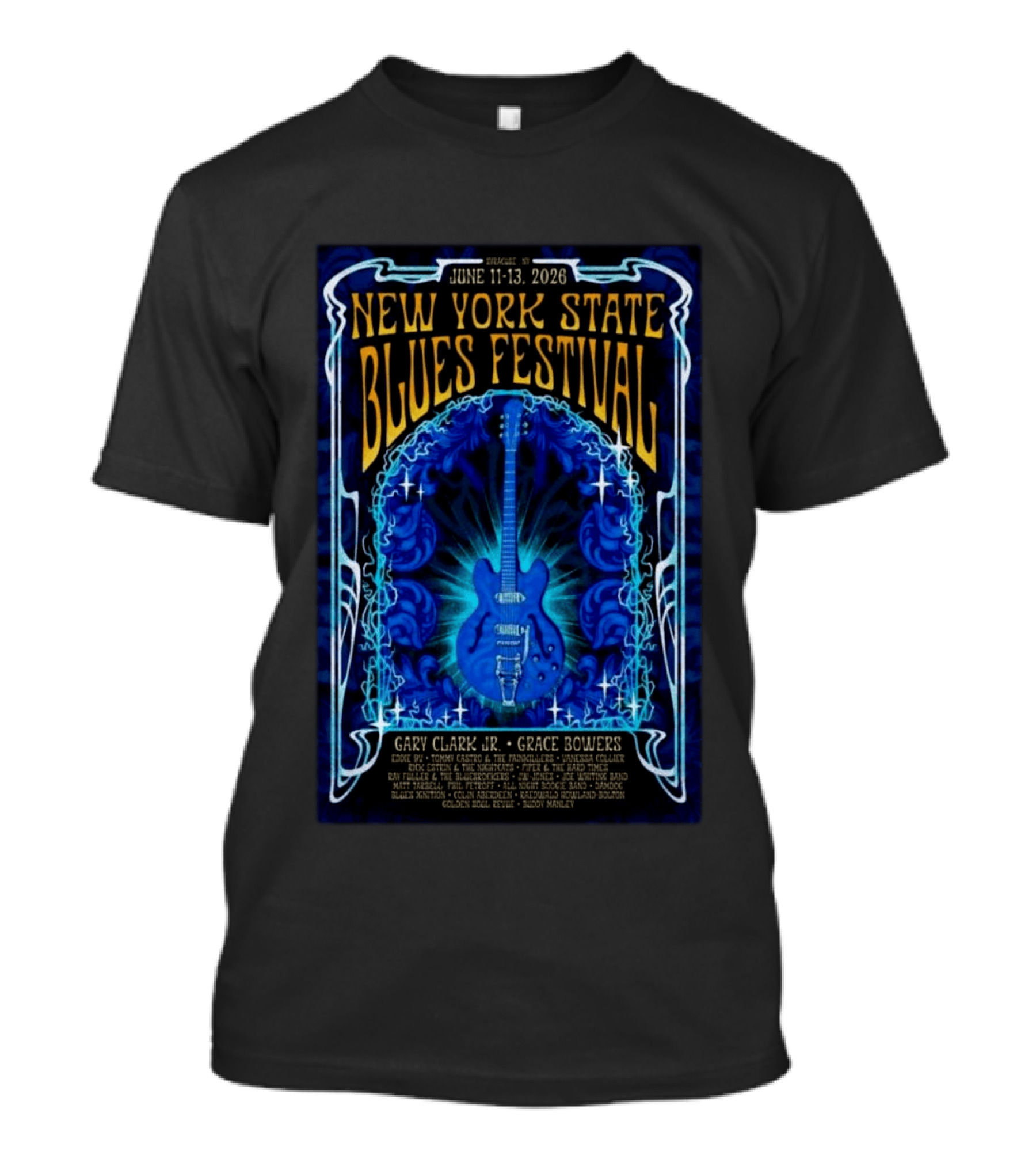 New York State Blues Festival June 11 13 2026 Syracuse NY Featuring Gary Clark Jr Grace Bowers T-Shirt
