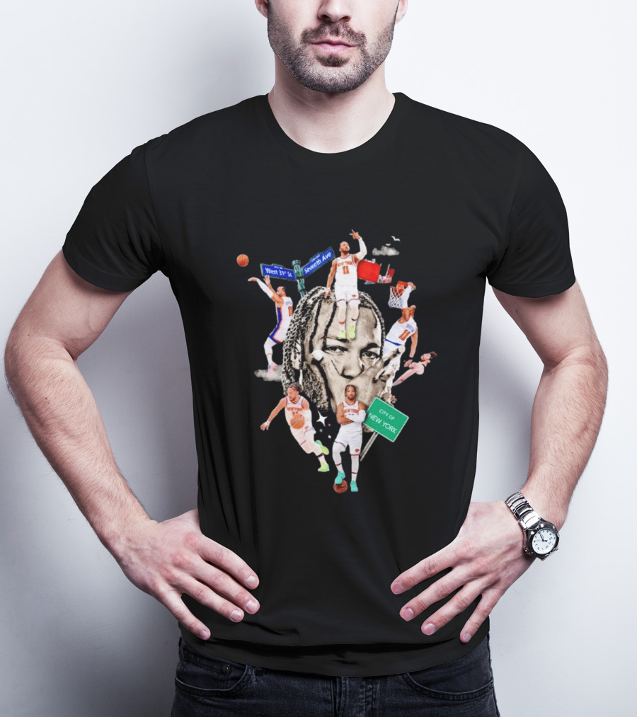 Jalen Brunson New York Knicks Collage West 31st Street Seventh Ave City Of New York T-Shirt