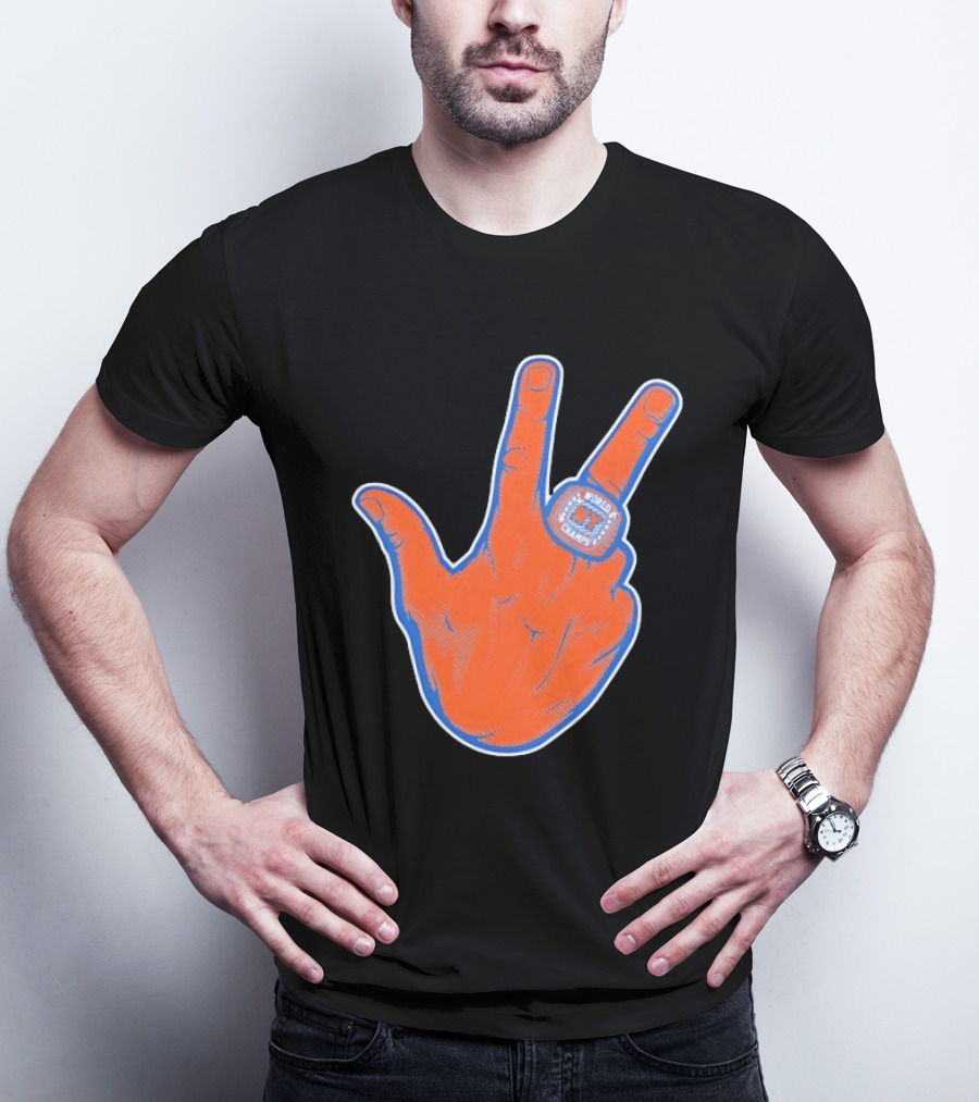 New York Knicks Jalen Brunson Peace Sign Ring Basketball Champion T-Shirt