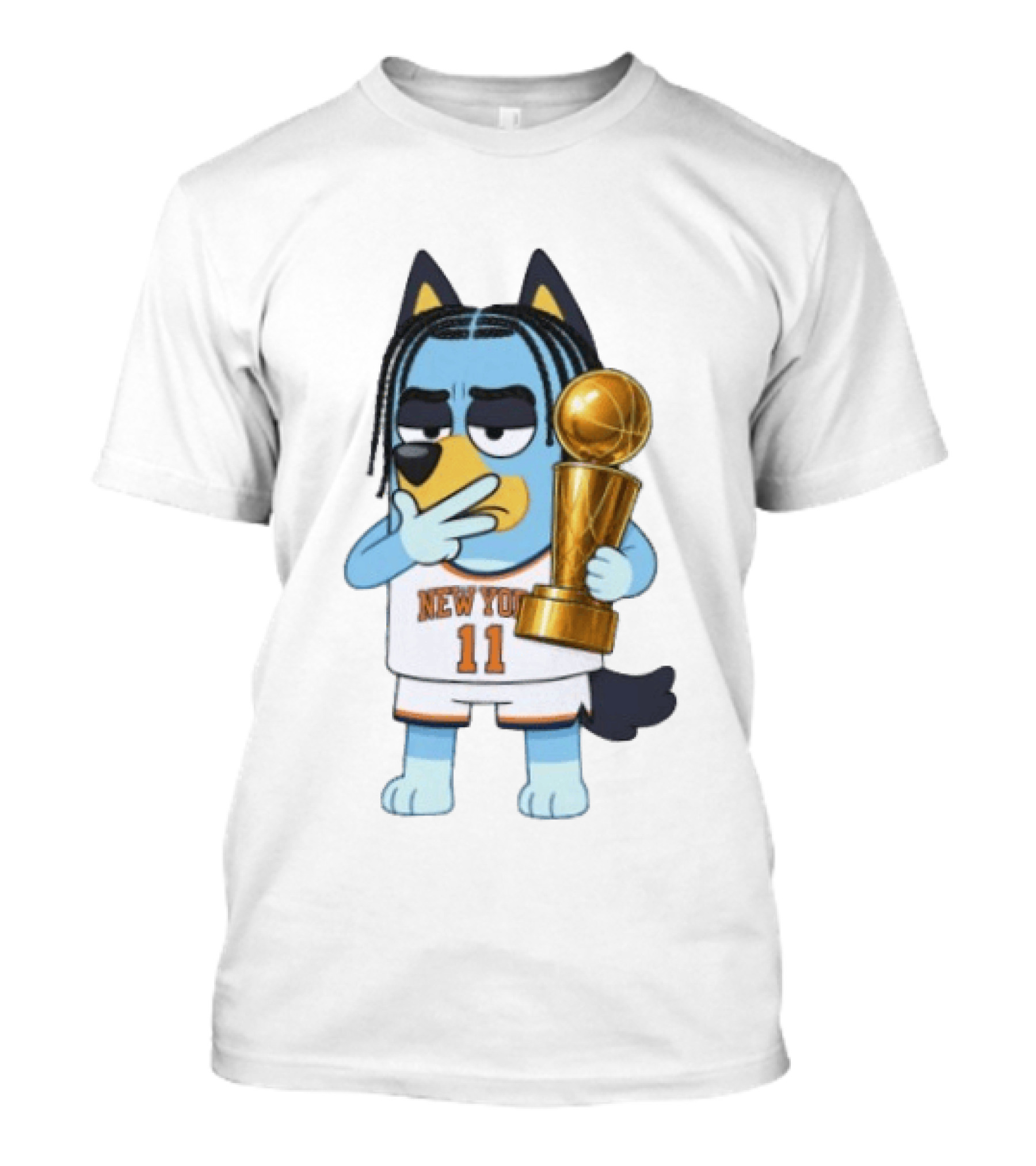 Bluey Jalen Brunson New York Knicks 11 NBA Champs Trophy T-Shirt
